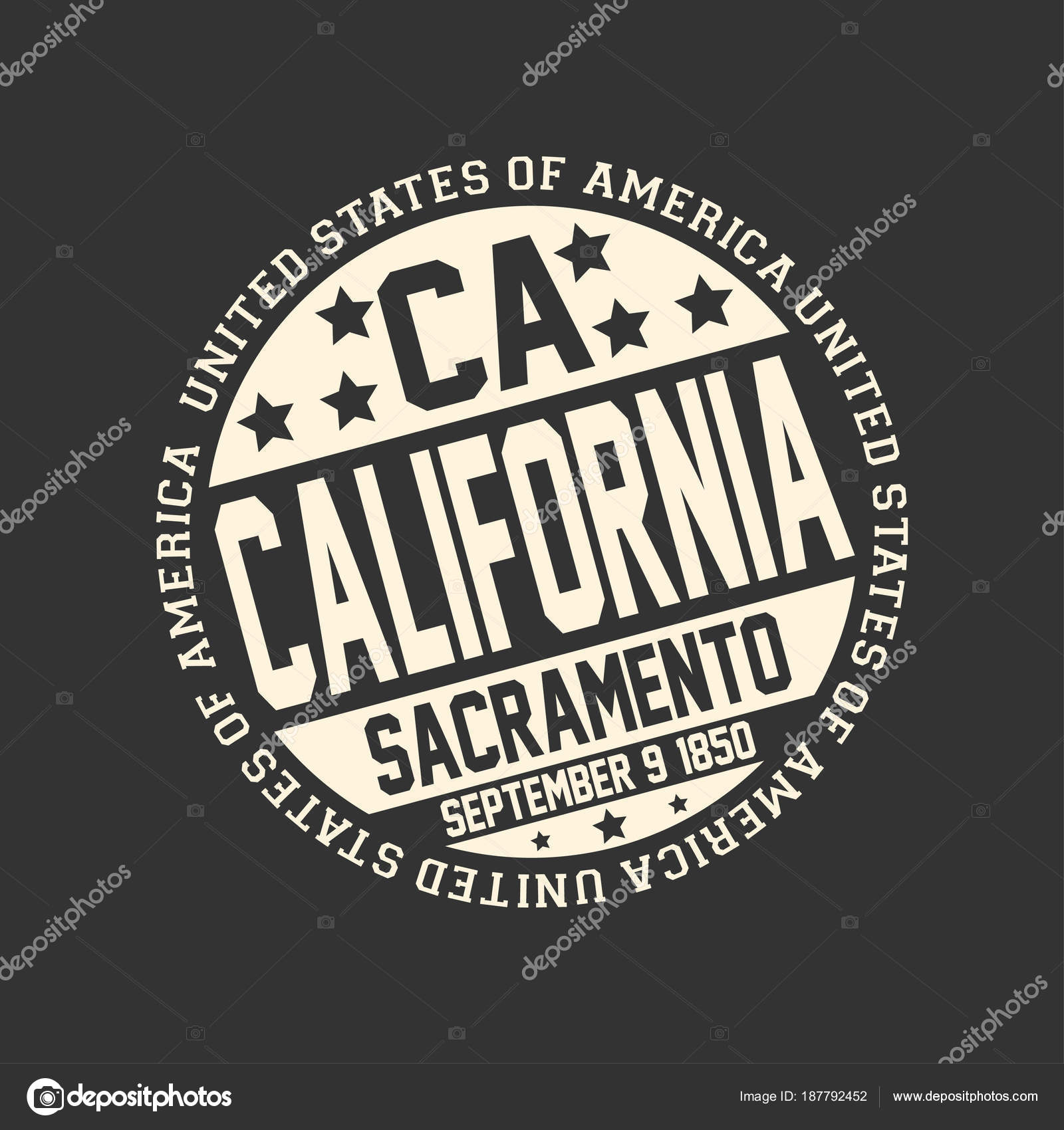 Decorative Stamp Black Background Postal Abbreviations State Name ...