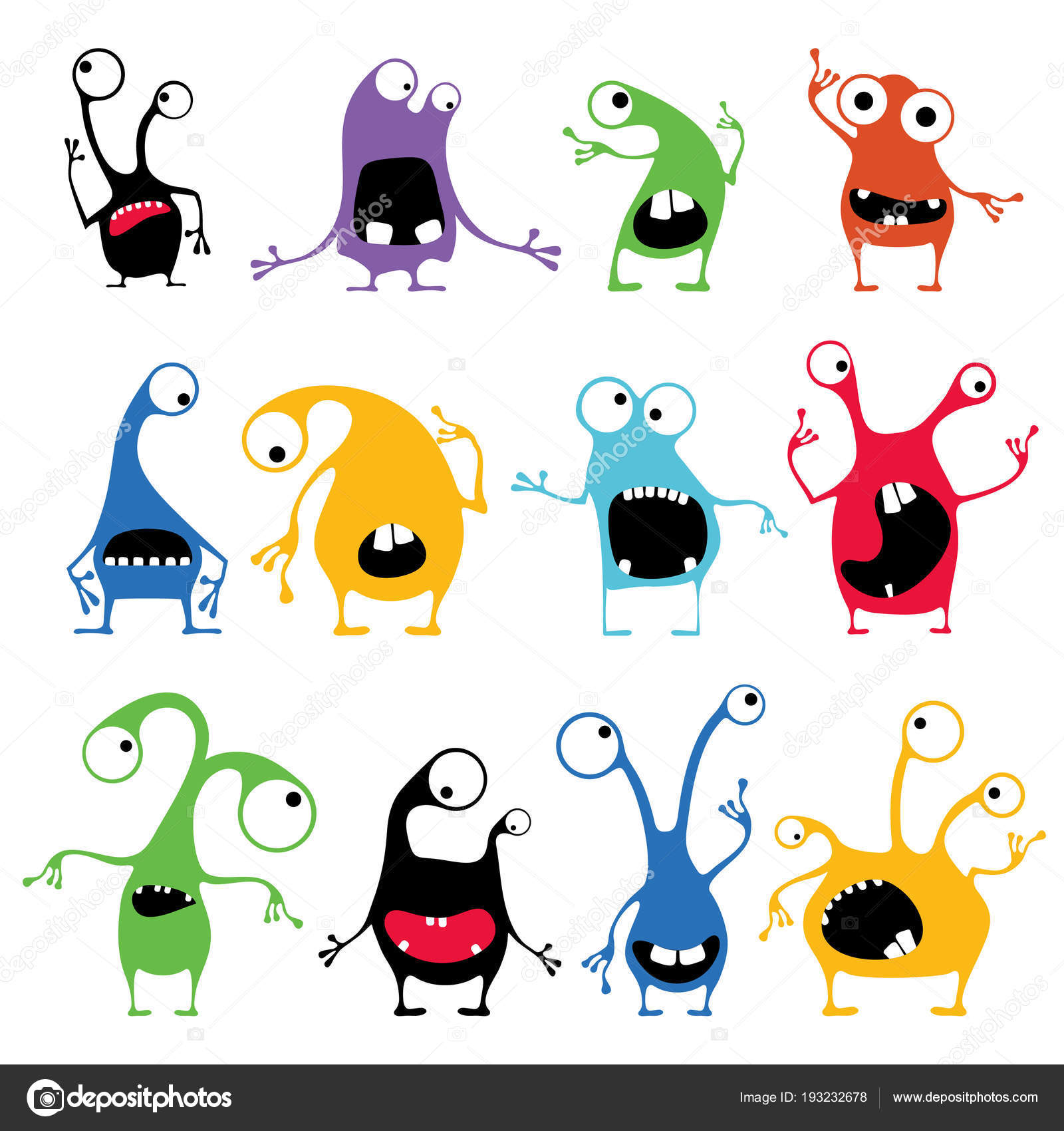 Set Twelve Cute Color Monsters Different Emotions Isolated White ...
