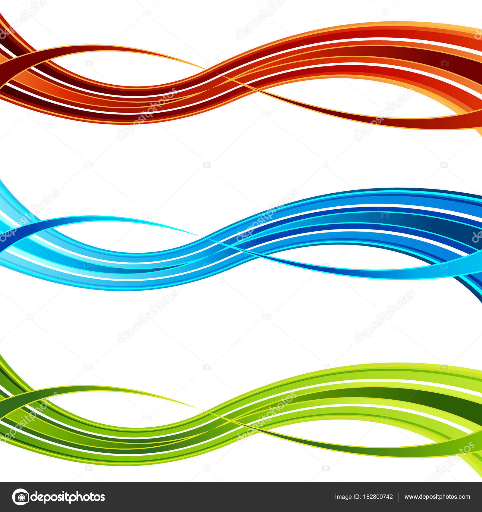 Thin Thick Vibrant Color Curve Wave Banner Set Stock Vector Image by ...