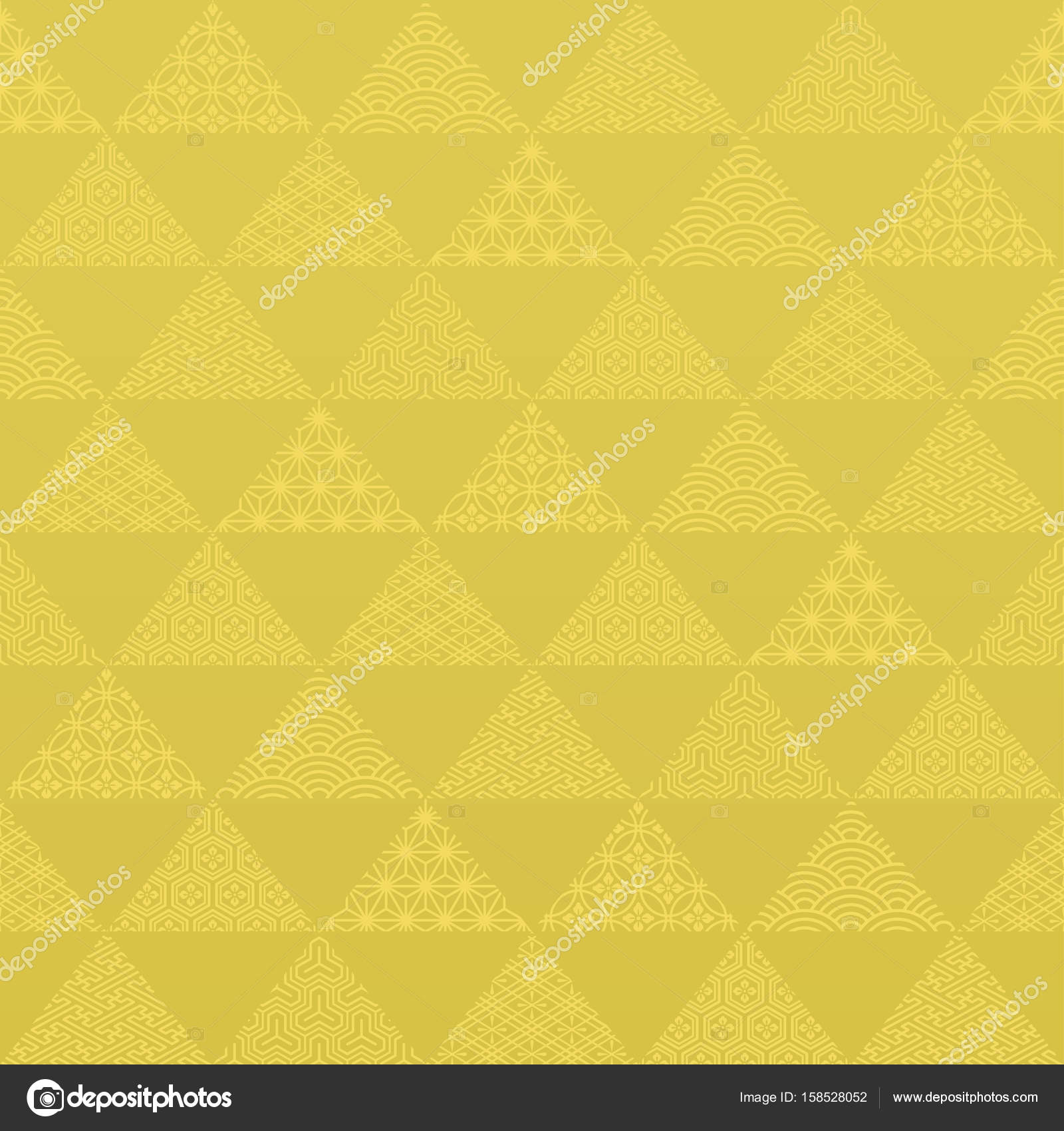 Golden triangle background with Japanese traditional design. Stock ...