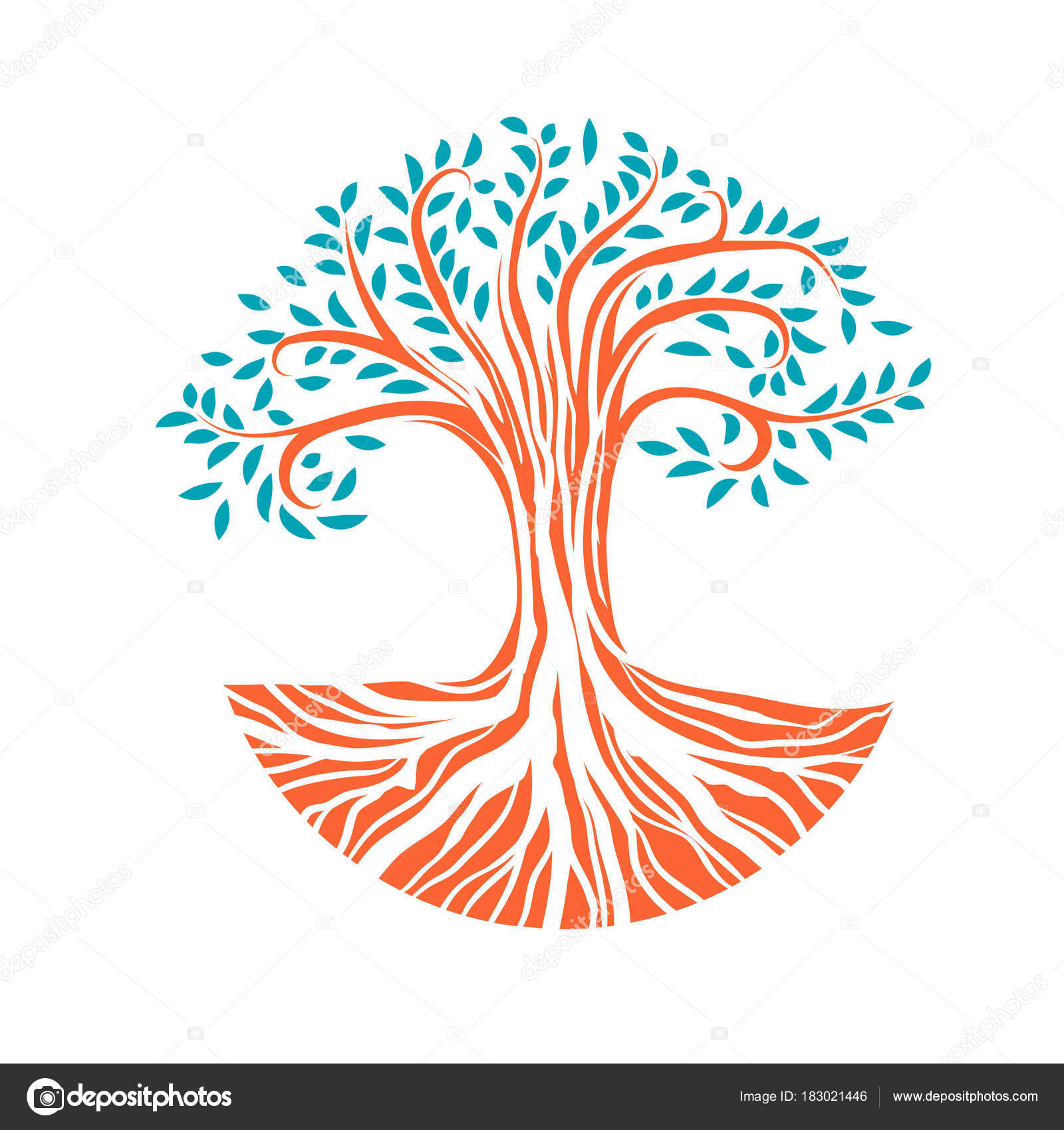 Round Tree With Roots Stock Vector Image by ©Razvodovska #183021446