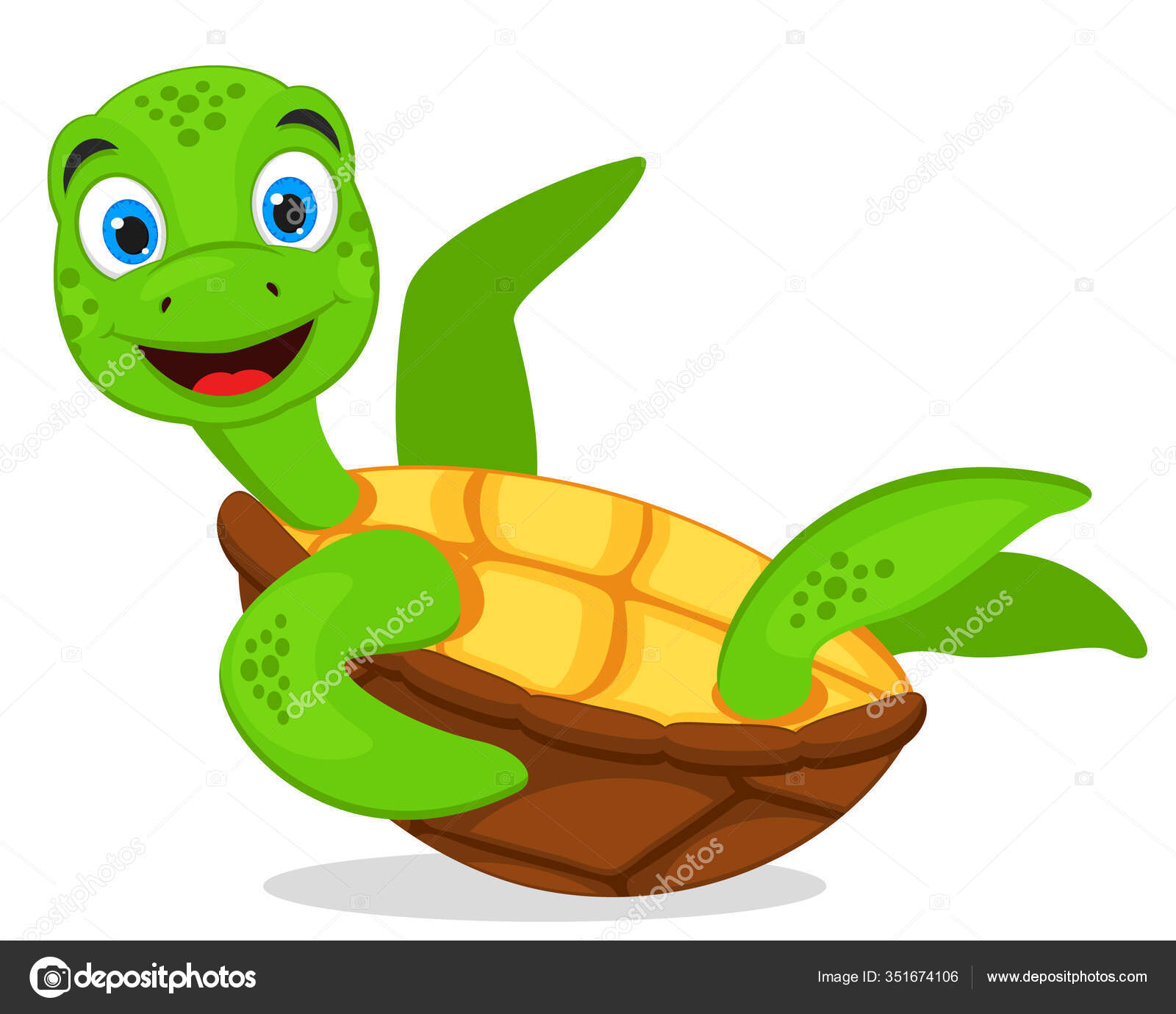 Turtle Lies Upside Waves Its Fin White Background Character Stock ...