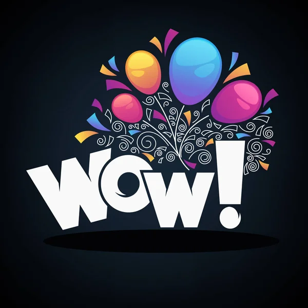 Wow banner with color confetti and balloons Stock Vector Image by ...
