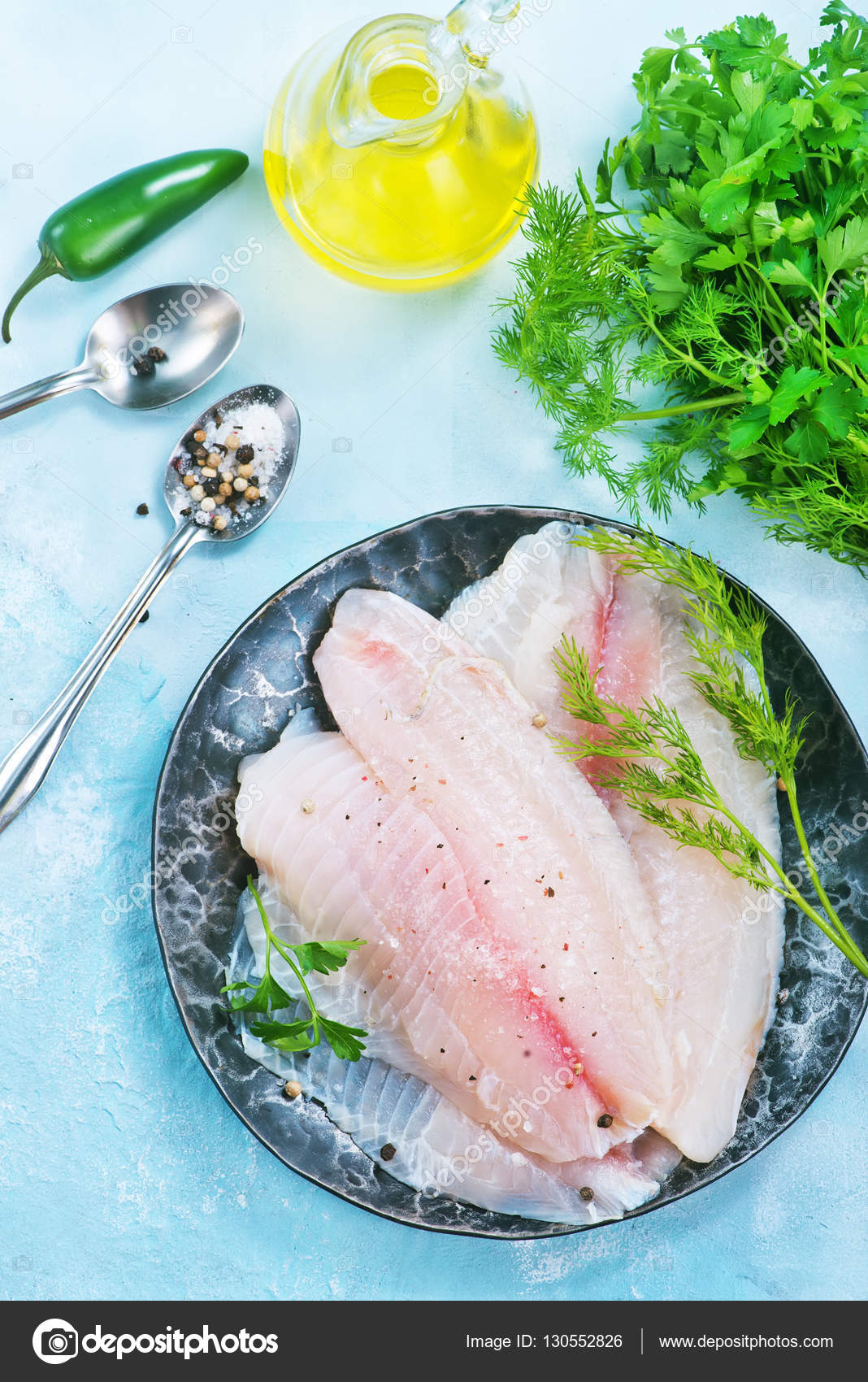 Raw fish fillets — Stock Photo © tycoon #130552826