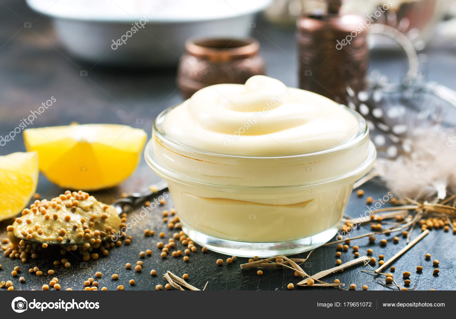 Mayonnaise Glass Bowl Table Stock Photo by ©tycoon 179651072