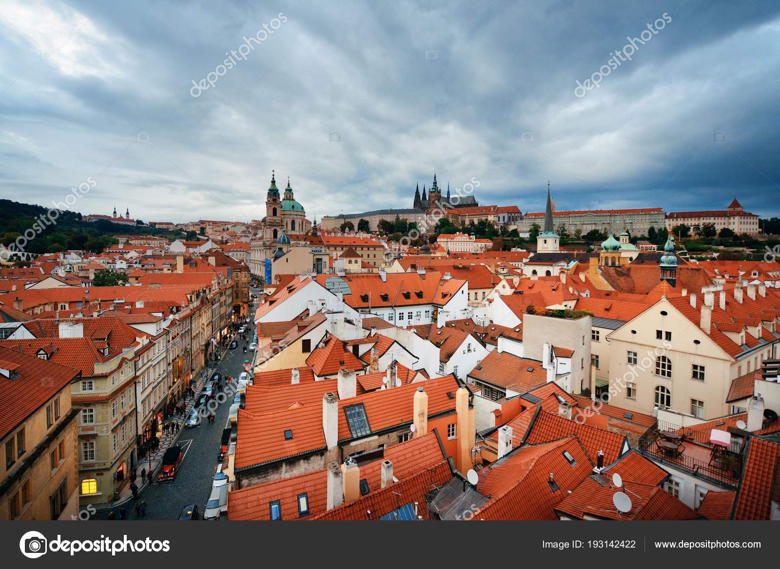 Prague Skyline Rooftop View Historical Buildings Czech Republic Stock ...