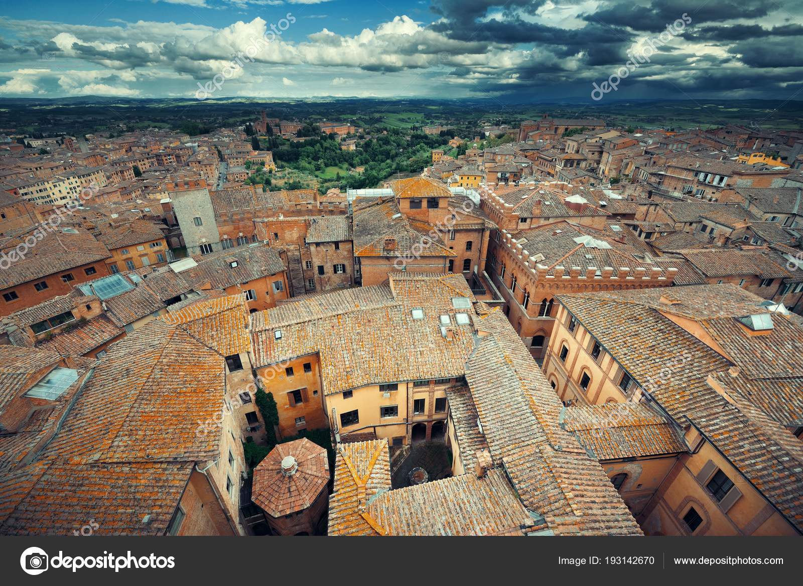 Medieval Town Siena Rooftop View Historic Buildings Italy Stock Photo ...
