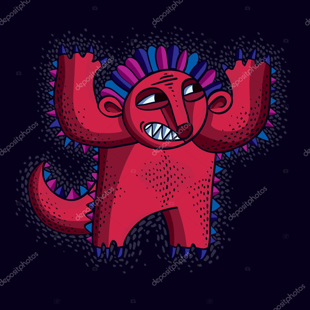 Red angry alien monster Stock Vector by ©Ostapius 125722156