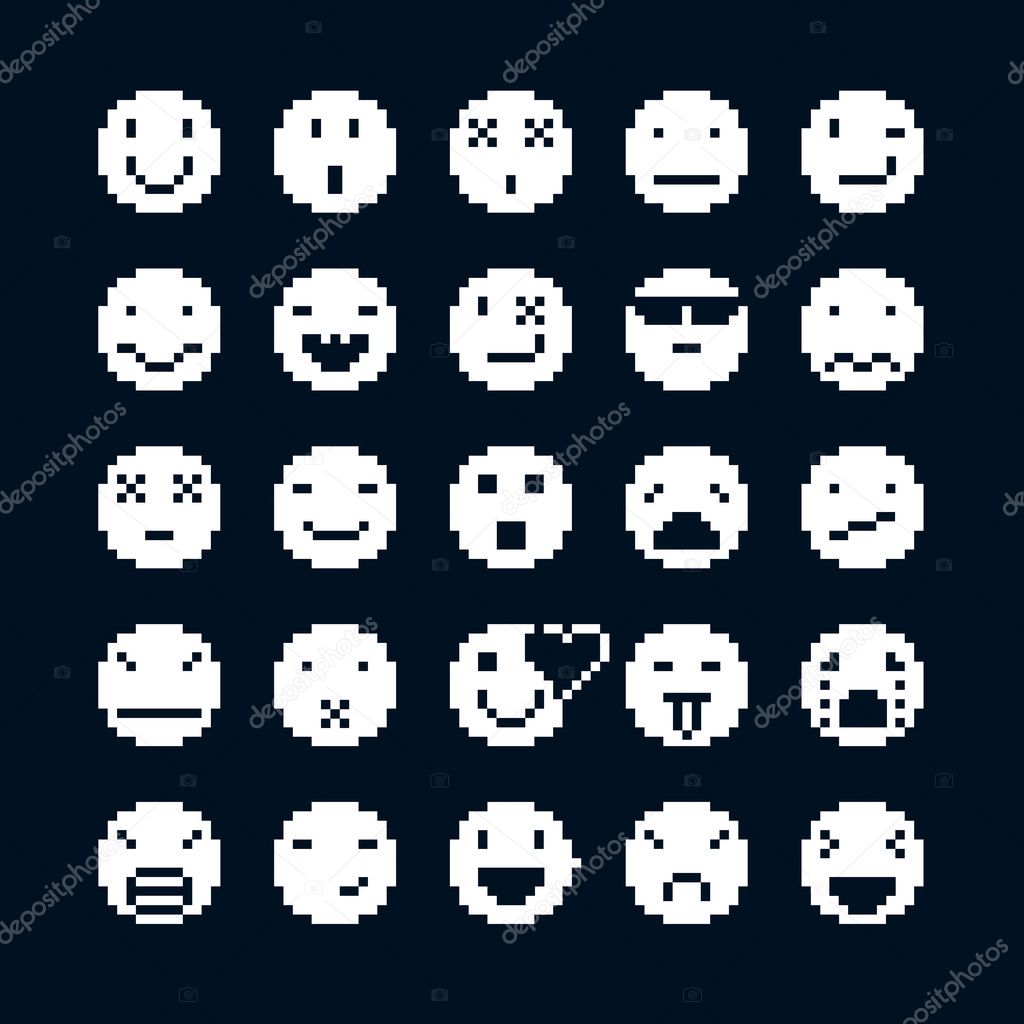 Collection of simple geometric pixel symbols Stock Vector Image by ...