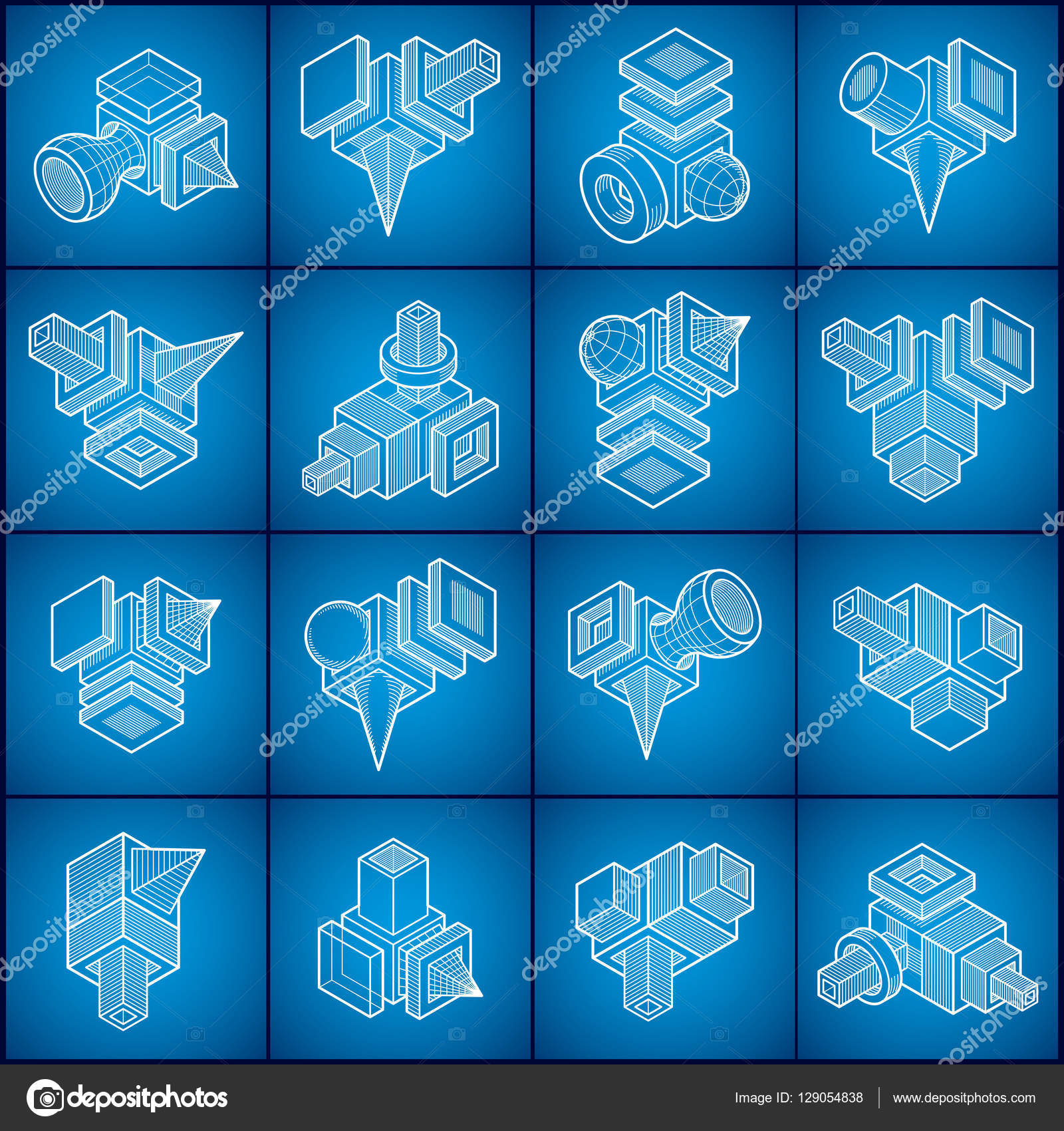 Abstract isometric shapes set Stock Vector Image by ©Ostapius #129054838