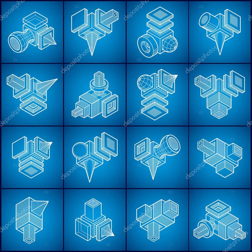 Abstract isometric shapes set Stock Vector Image by ©Ostapius #129054838