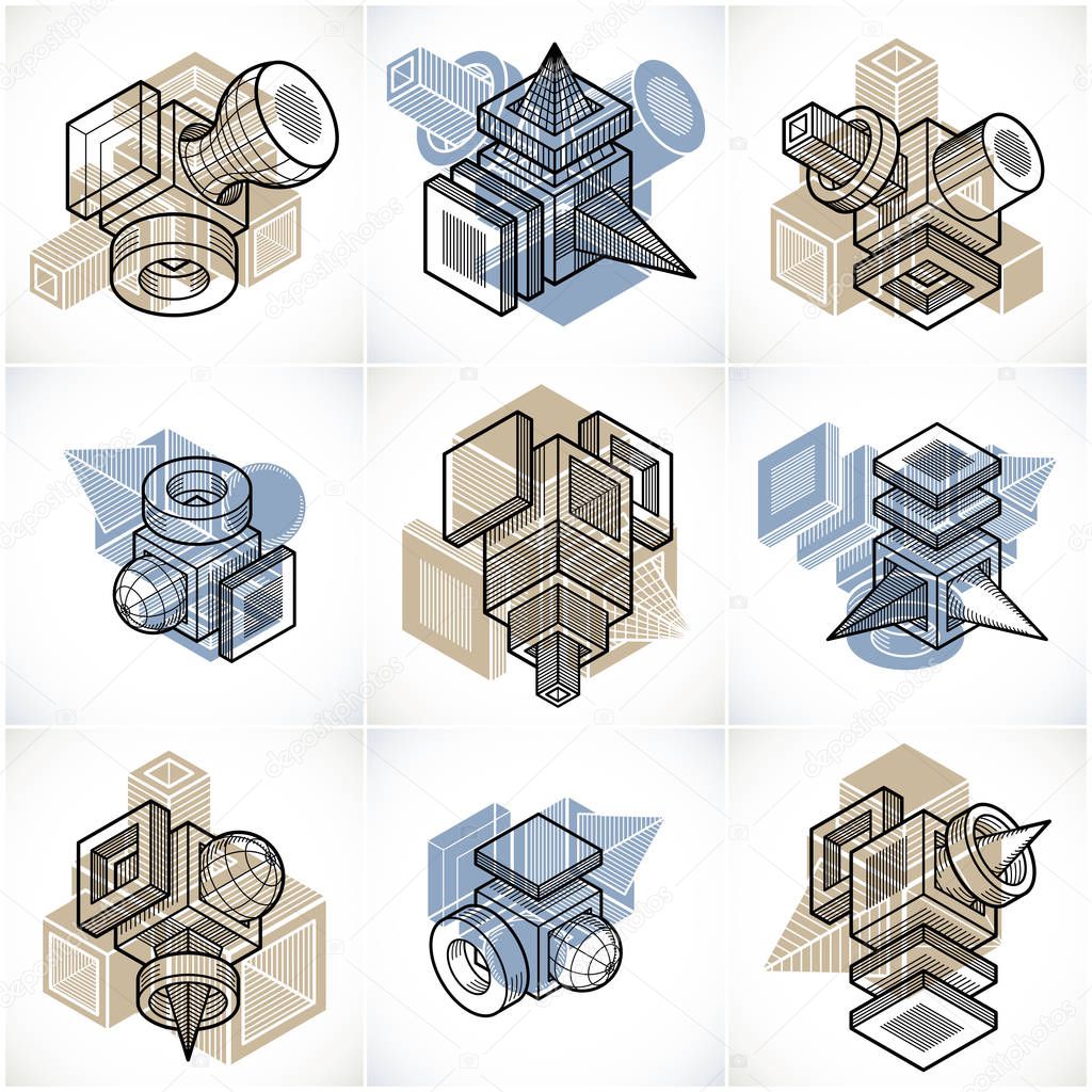 Abstract isometric shapes set Stock Vector by ©Ostapius 129065758