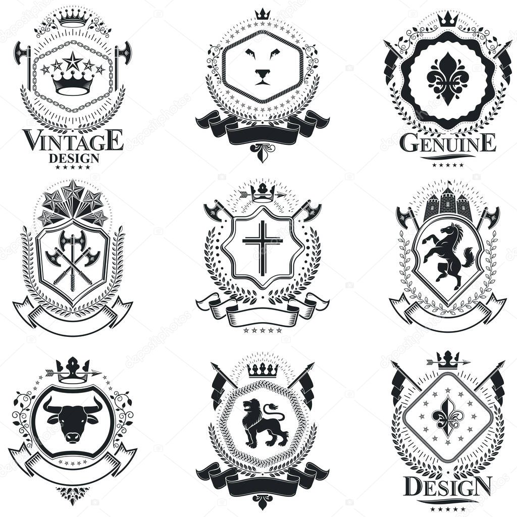 Vintage heraldic emblems set Stock Vector Image by ©Ostapius #129073962