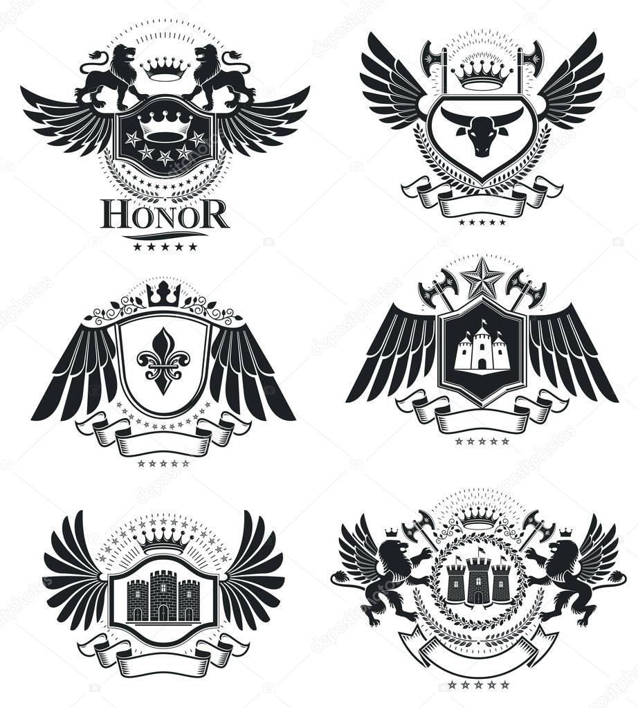 Vintage heraldic emblems set — Stock Vector © Ostapiusangelp #129080968