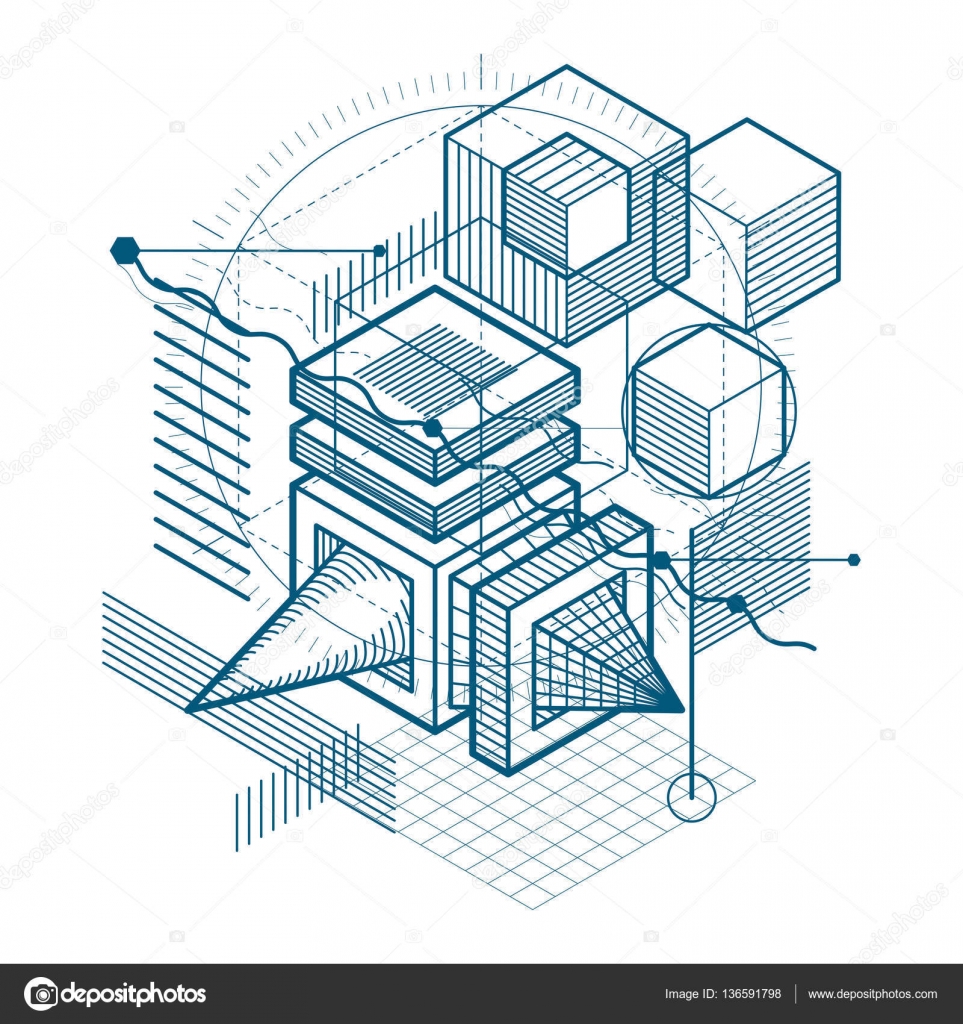 Engineering three dimensional construction Stock Vector Image by ...
