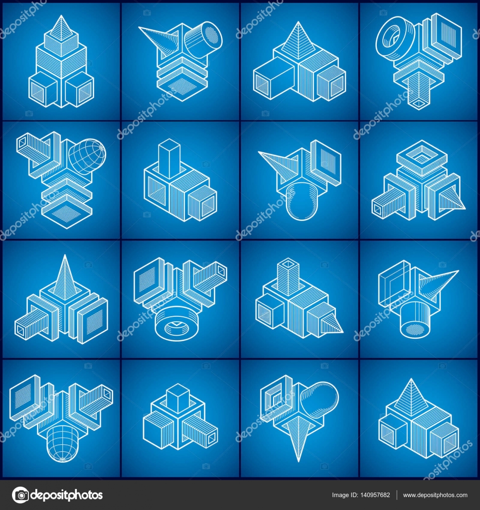 Isometric mesh shapes and figures Stock Vector by ©Ostapius 140957682