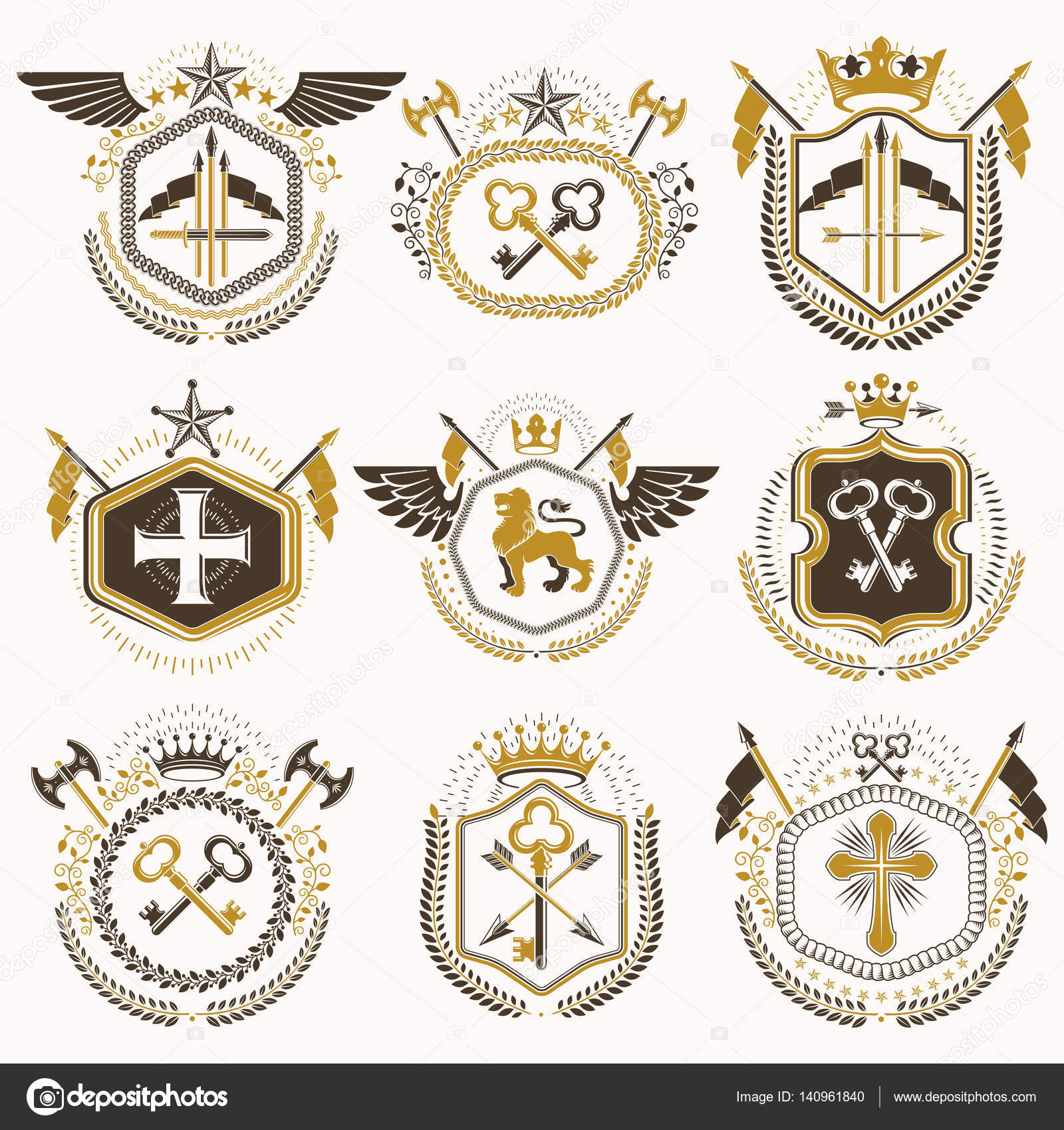 Heraldic Coat of Arms logos Stock Vector Image by ©Ostapius #140961840