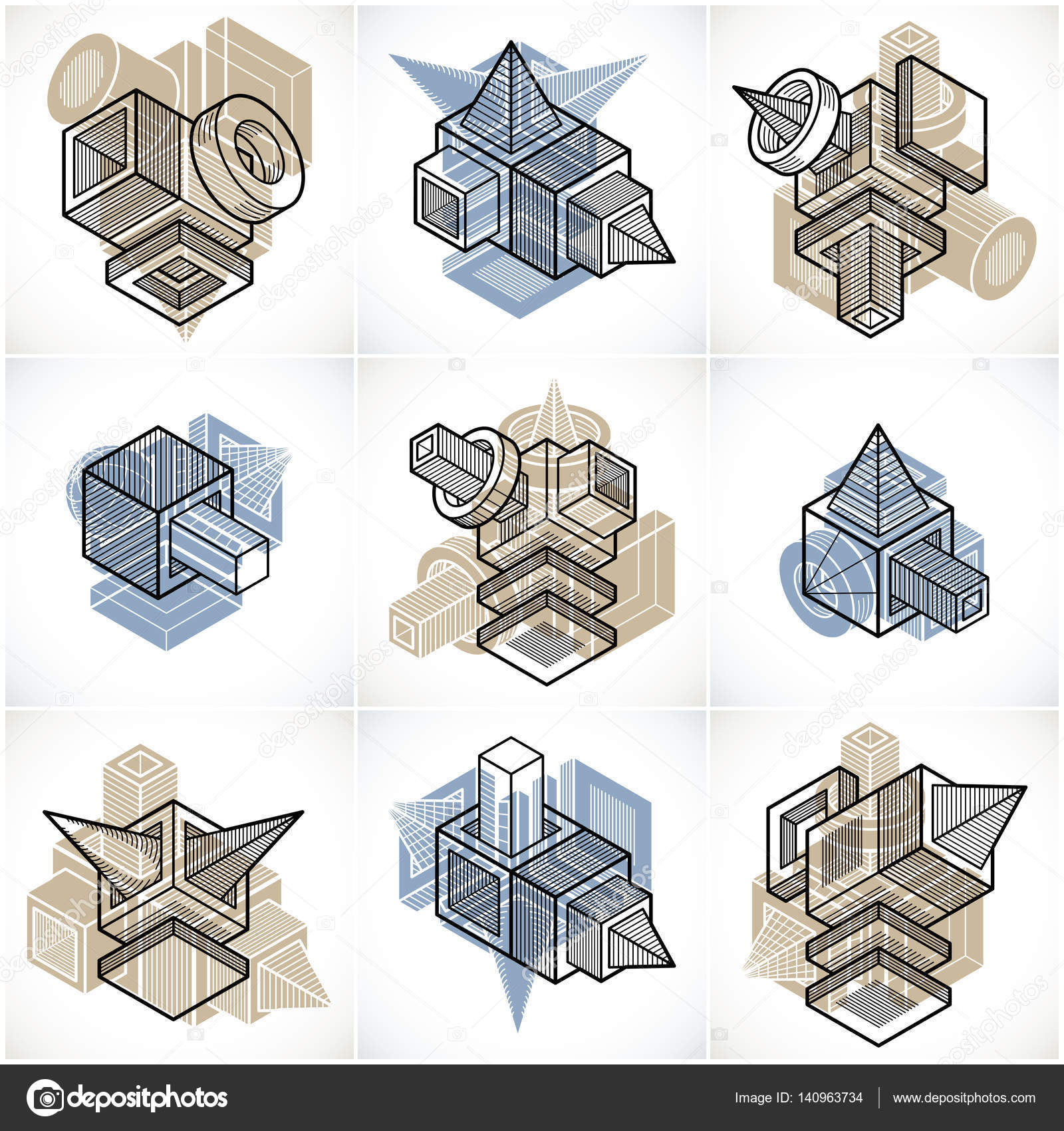 Isometric mesh shapes and figures Stock Vector by ©Ostapius 140963734