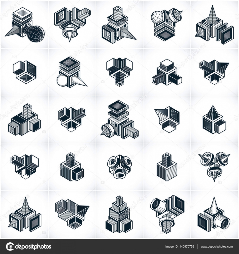 Isometric mesh shapes and figures Stock Vector by ©Ostapius 140970758