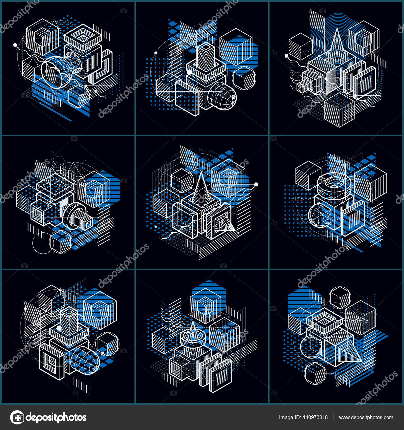 Isometric mesh shapes and figures Stock Vector by ©Ostapius 140973018