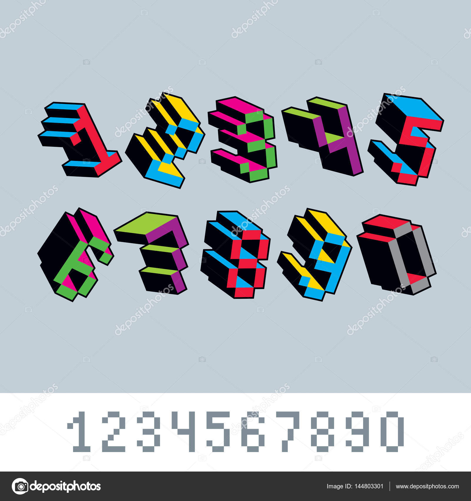 Numerals in 8 bit style Stock Vector Image by ©Ostapius #144803301