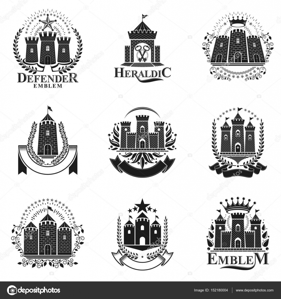 Ancient Castles emblems set — Stock Vector © Ostapius #152180004