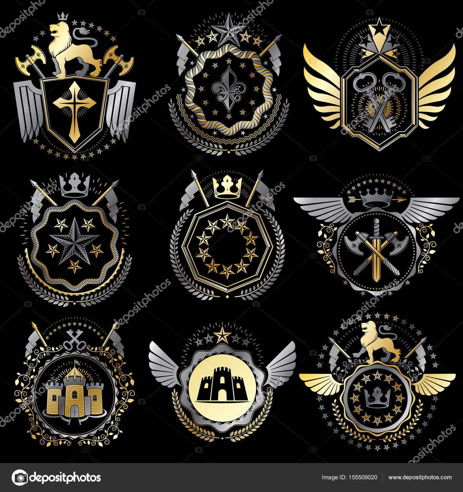 Collection of vintage coat of arms logos Stock Vector by ©Ostapius ...