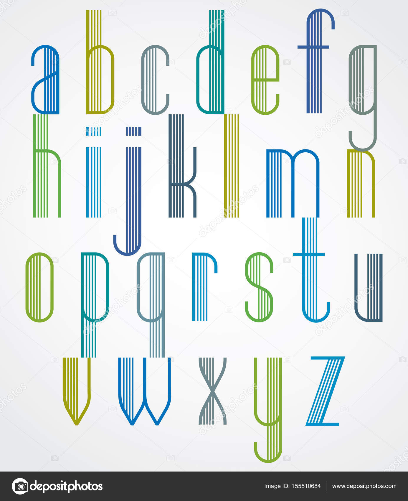 Fuente rayado alto colorido Vector de stock #155510684 de ©Ostapius