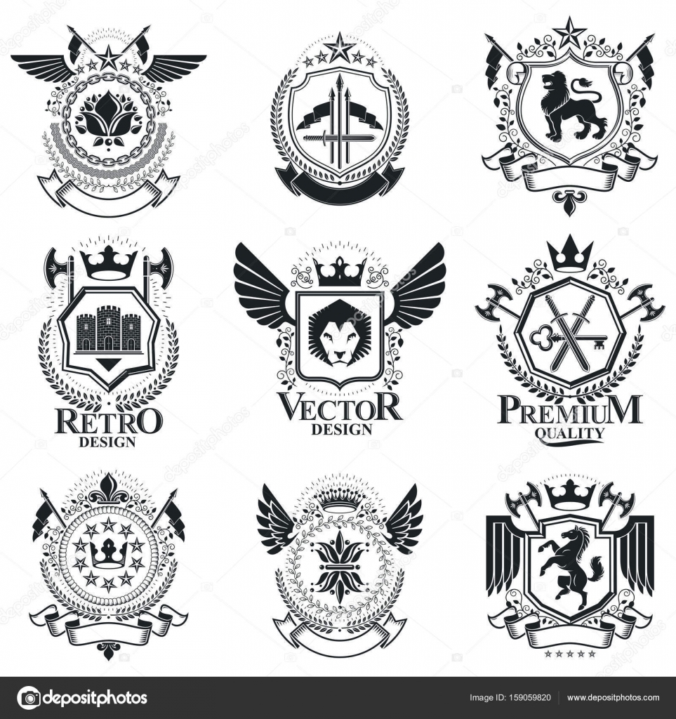Heraldic signs, elements, heraldry emblems Stock Vector Image by ...