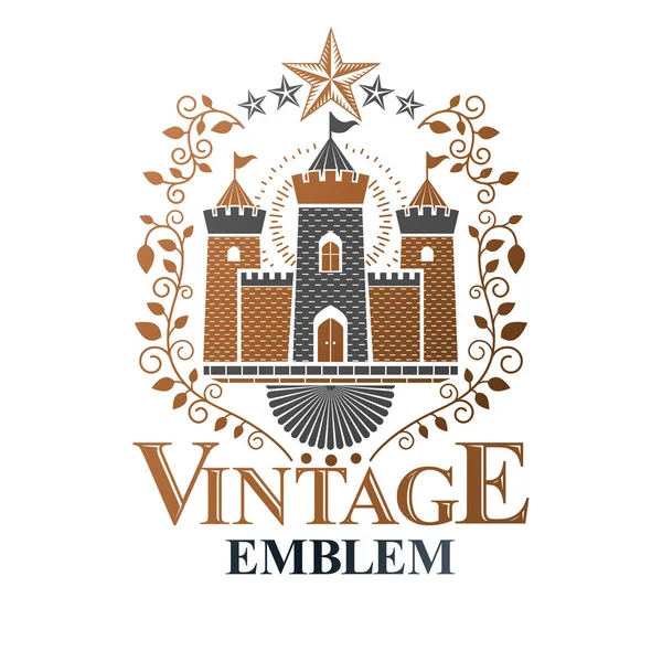 Castles Logos Big Vector Set Vintage Heraldic Fortresses Emblems ...