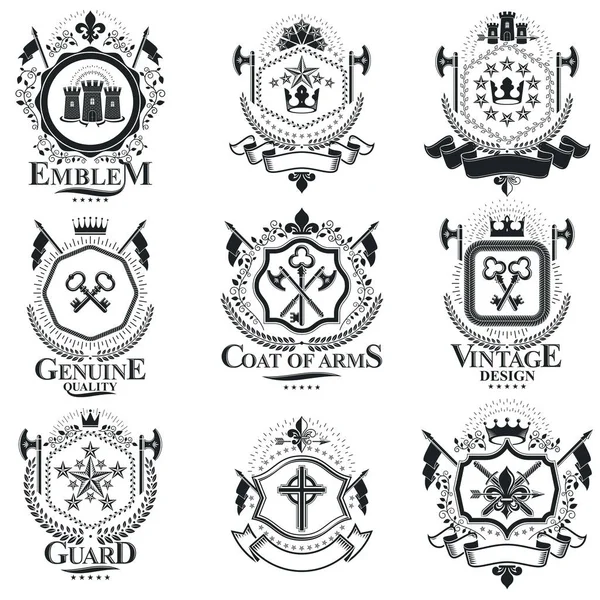 Vintage heraldic emblems set — Stock Vector © Ostapiusangelp #129074130