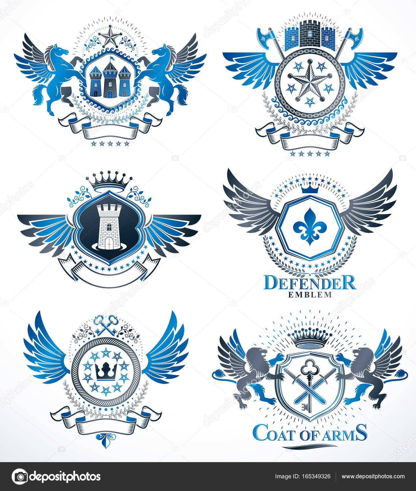 Decorative heraldic emblems Stock Vector by ©Ostapius 165349326