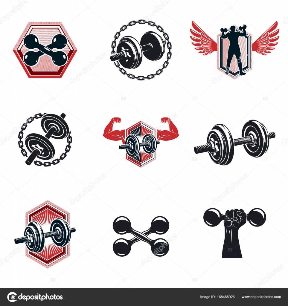 Set of power lifting theme logos Stock Vector Image by ©Ostapius #168465926