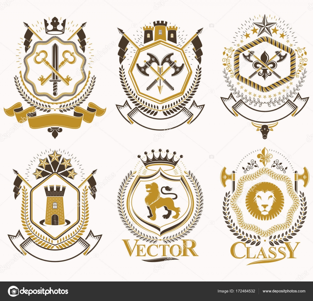 Heraldry labels stylized in retro design Stock Vector Image by ...