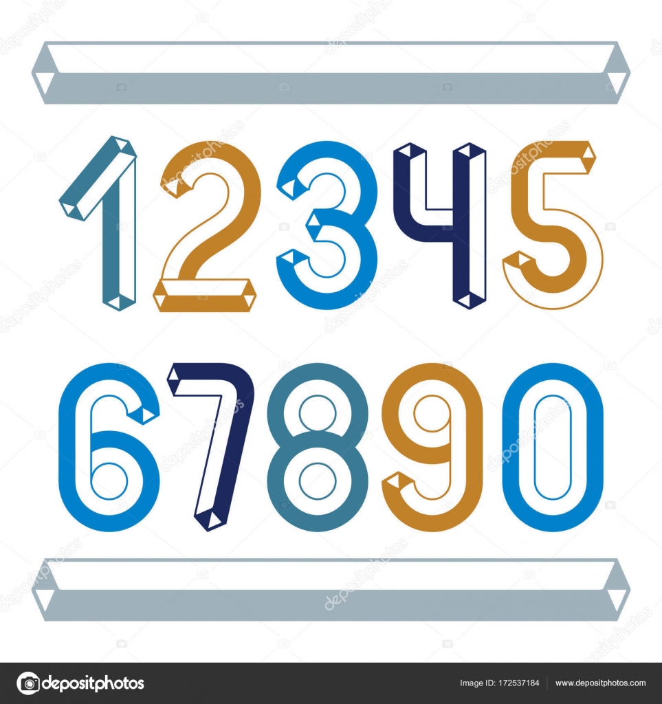 Rounded striped numbers set Stock Vector Image by ©Ostapiusangelp ...