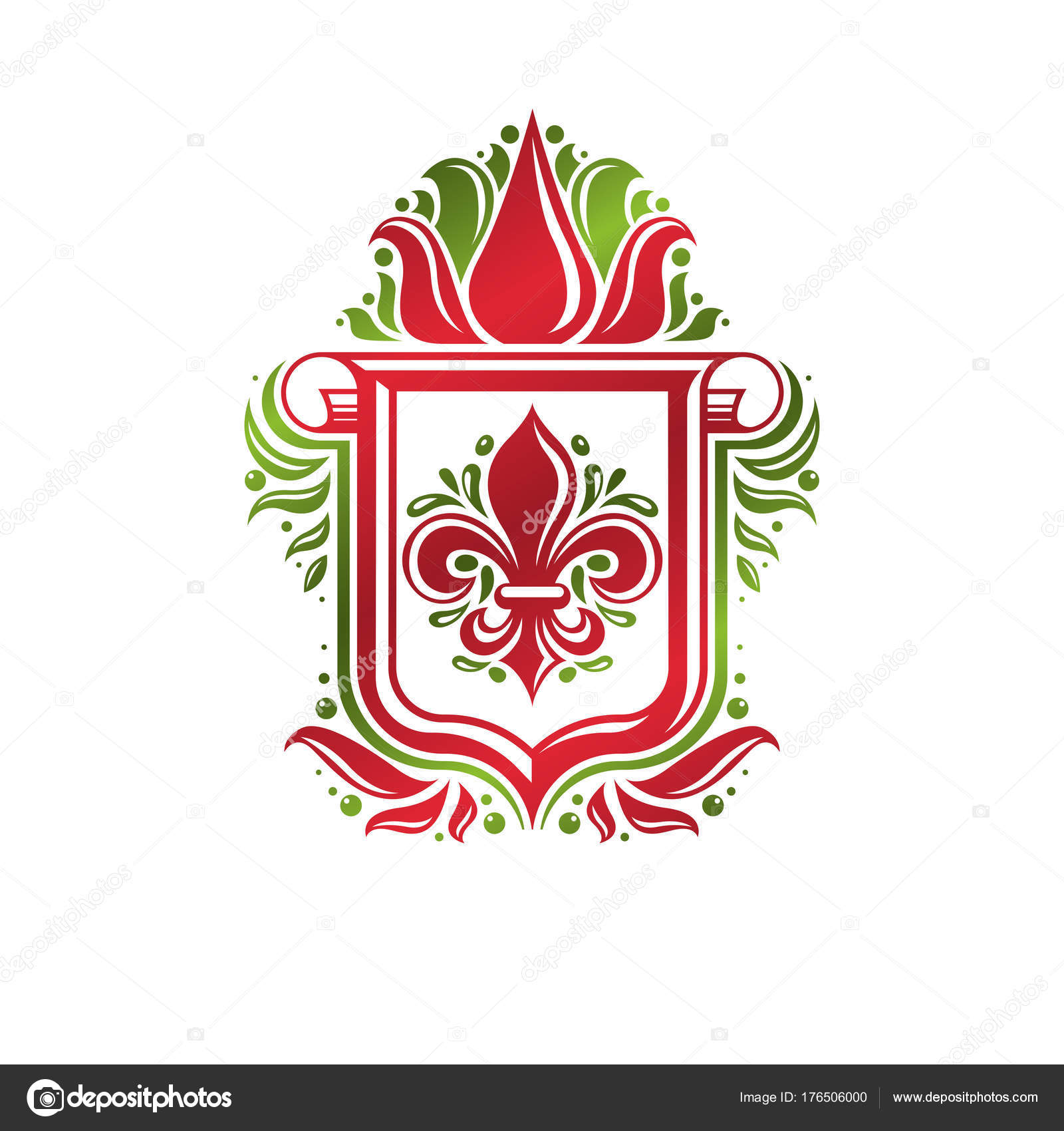 Vintage Heraldic Emblem Created Lily Flower Royal Symbol Best Quality ...
