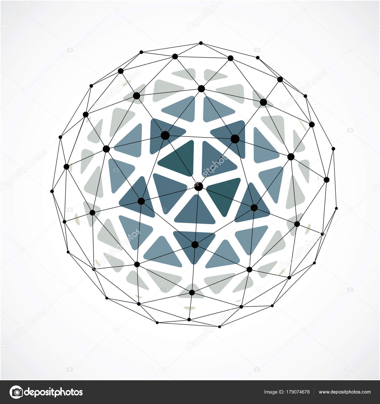 Perspective Technology Shape Black Lines Dots Connected Polygonal ...