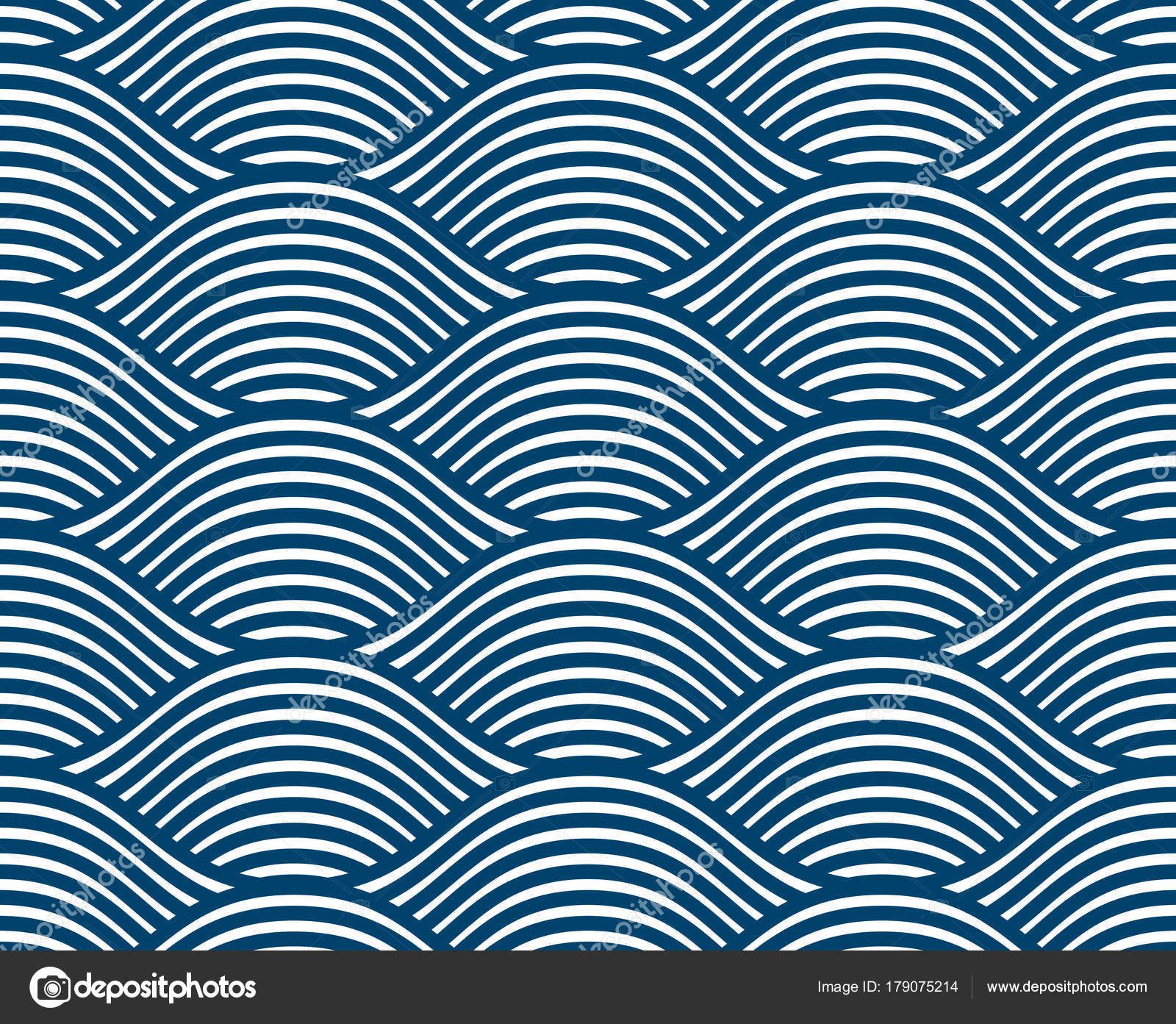 Water Waves Seamless Pattern Vector Curve Lines Abstract Repeat Tiling ...