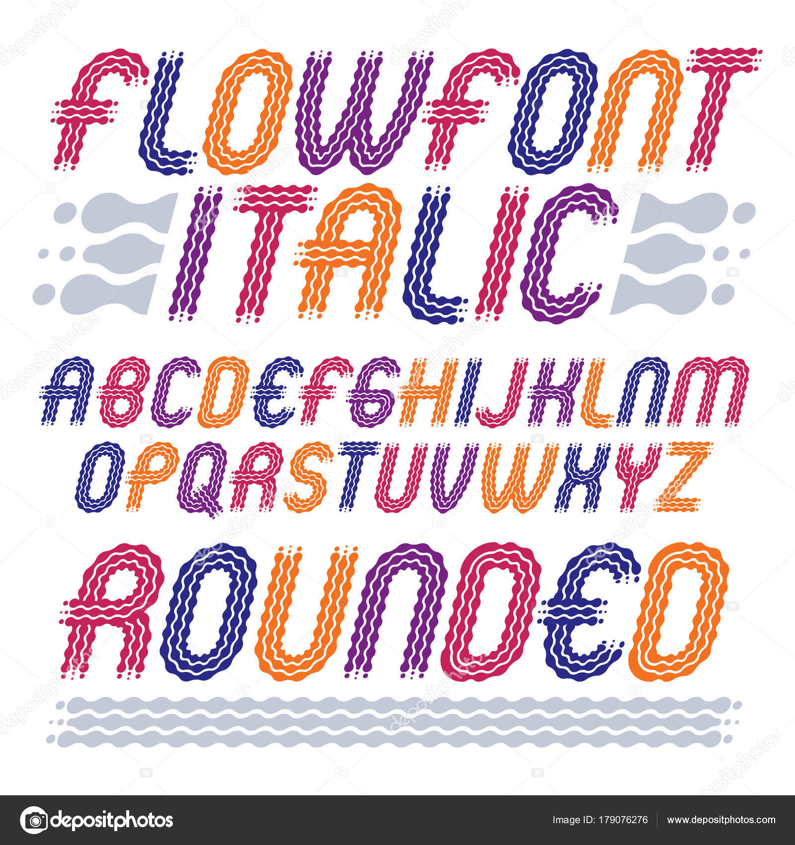 Set Trendy Pop Vector Capital English Alphabet Letters Isolated Rounded ...