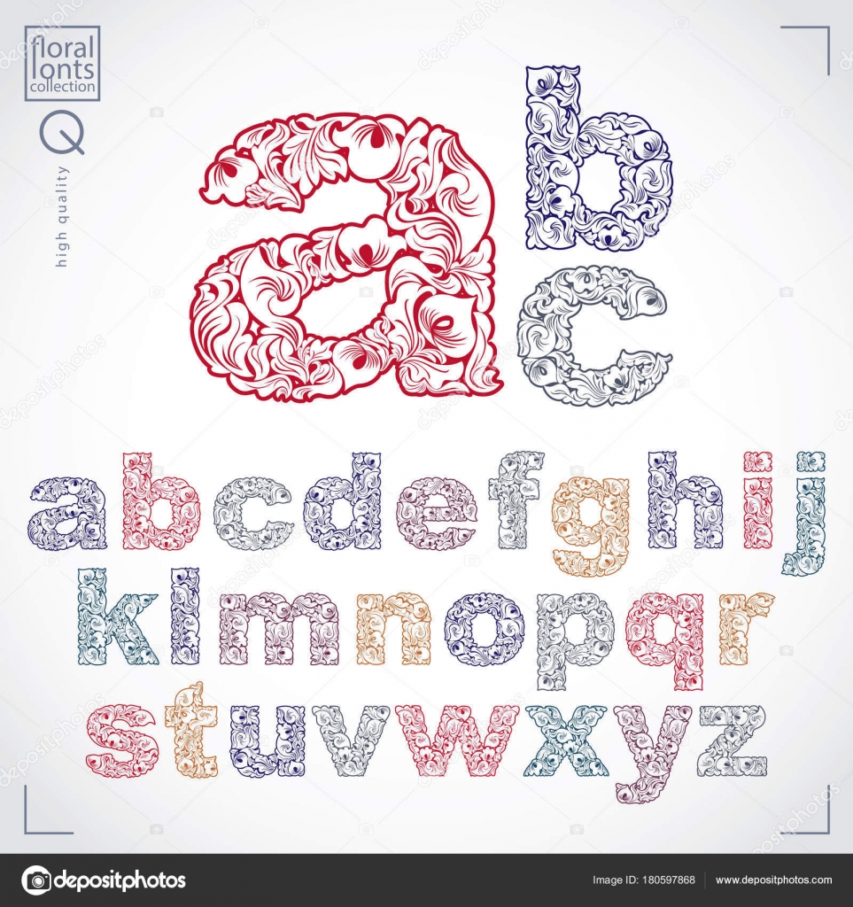 Alfabeto Floral Sin Letras Serif Vector de stock por ©Ostapius 180597868