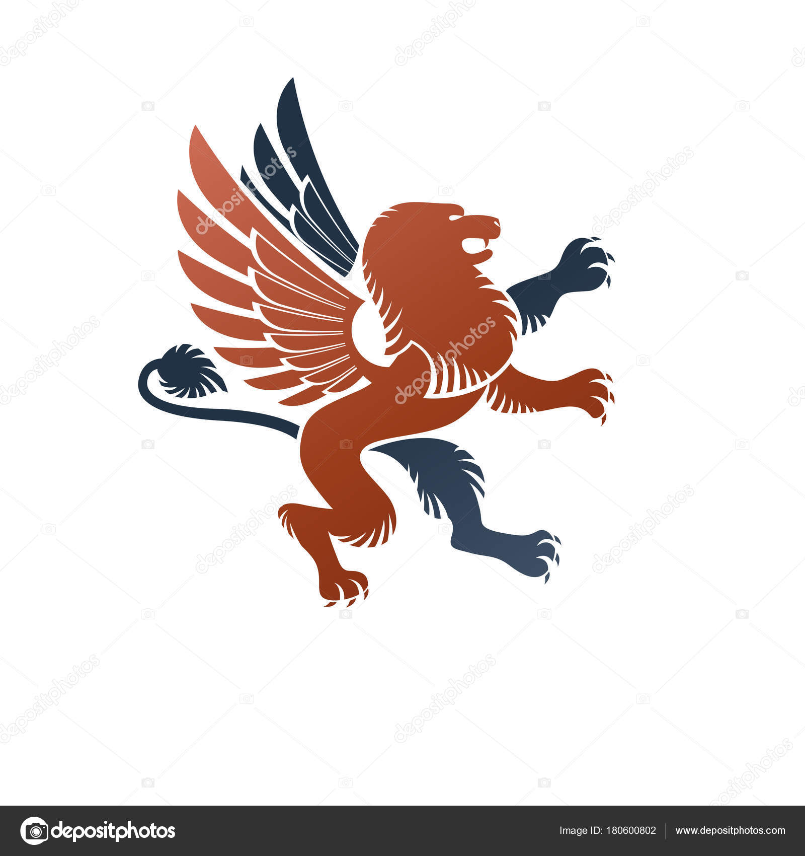 Winged Gryphon Mythical Animal Ancient Emblem Element Stock Vector ...