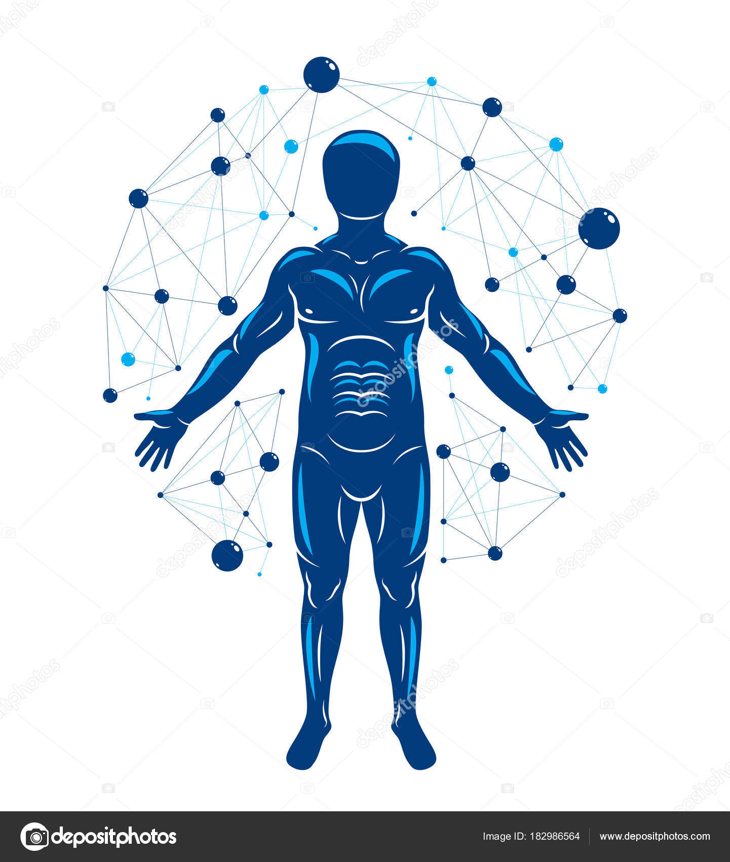 Vector Graphic Illustration Human Individuality Created Mesh Wireframe ...