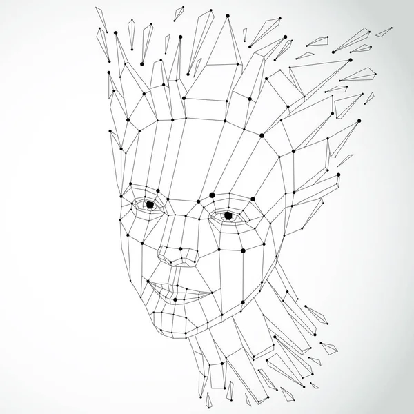 Vector Black White Wireframe Human Head Brain Exploding Which Symbolizes Stock Vector Image by ...
