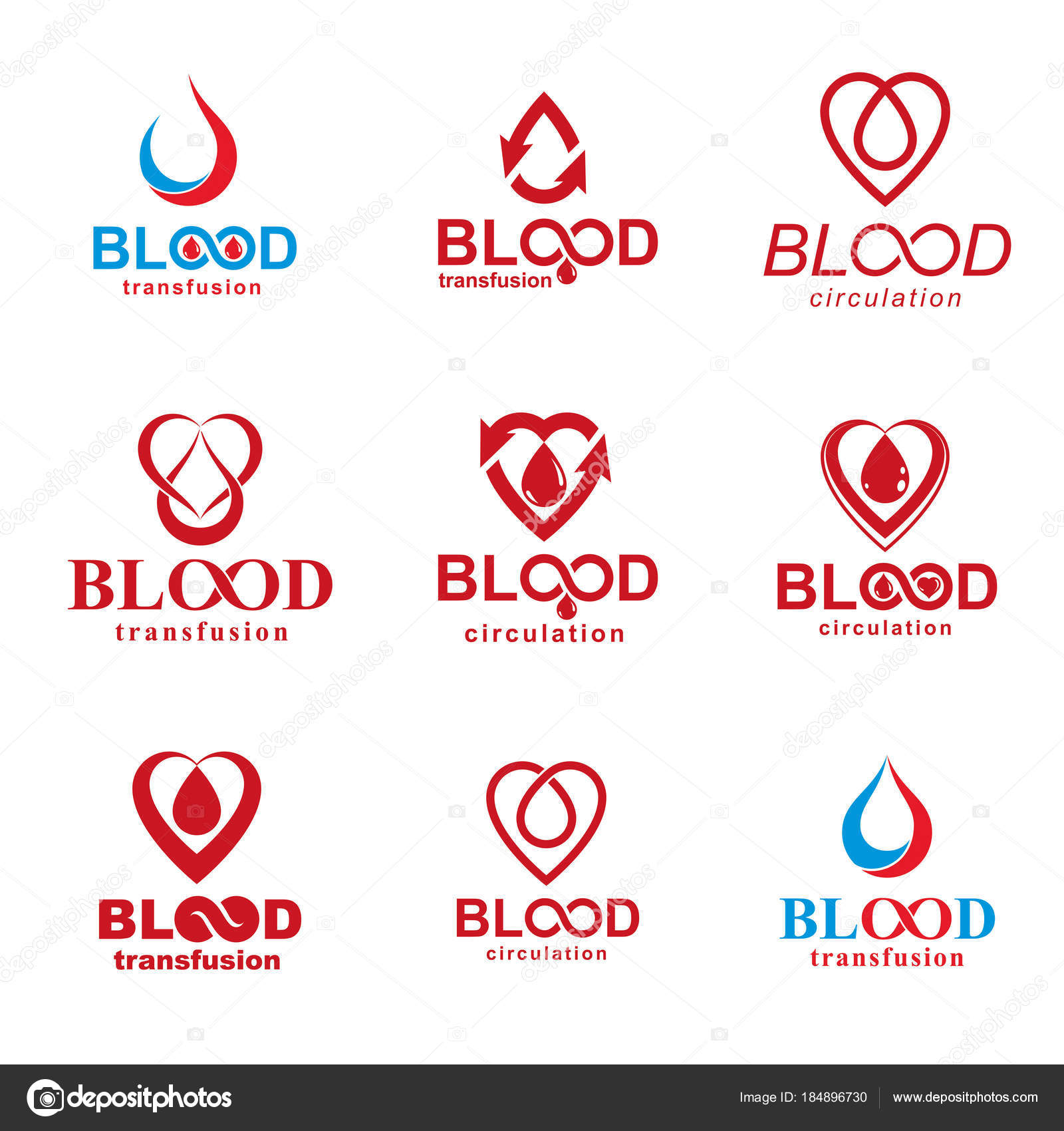 Set Vector Symbols Created Blood Donation Theme Blood Transfusion ...