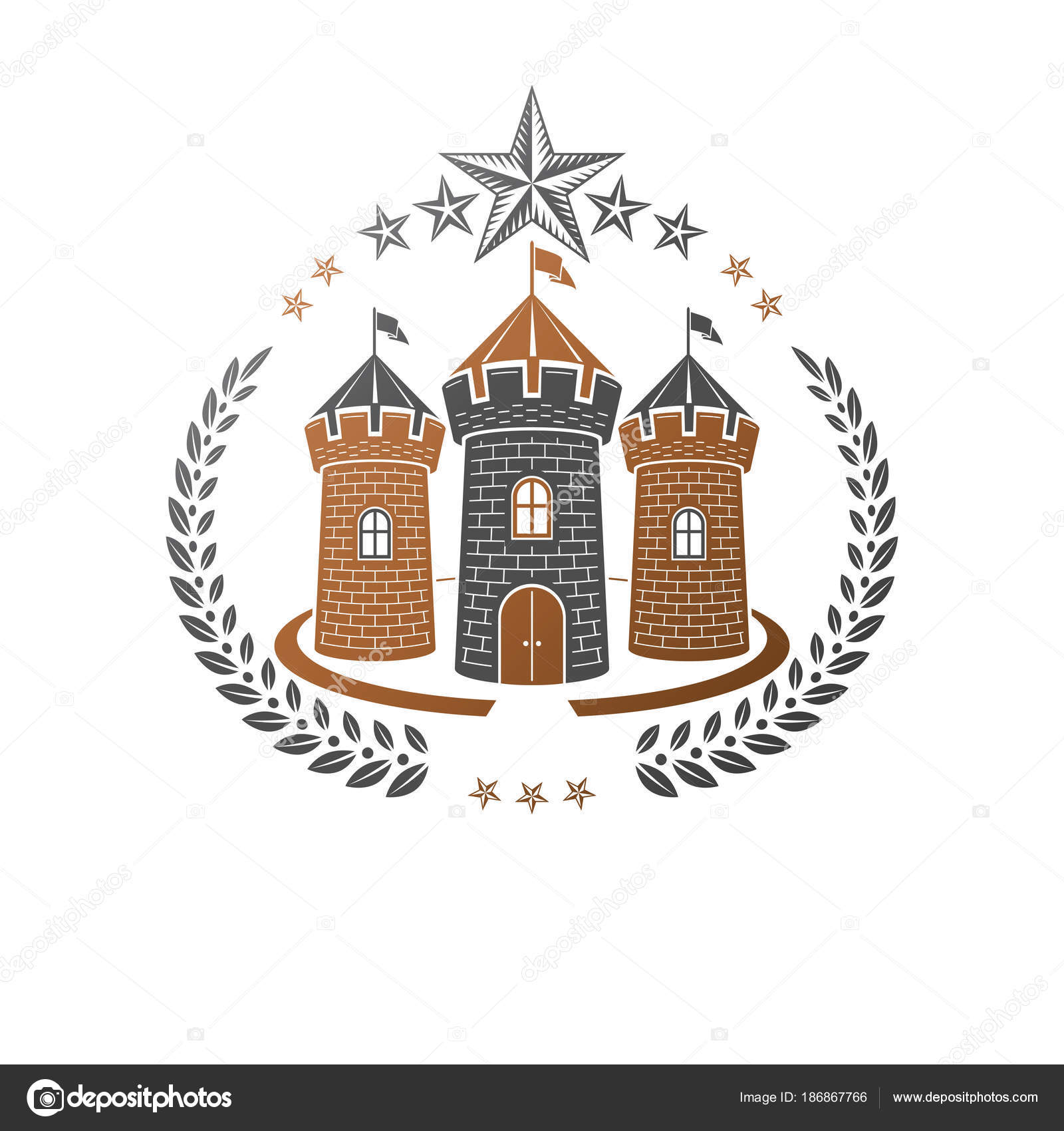Antiguo Emblema Del Castillo Escudo Heráldico Logotipo Decorativo ...