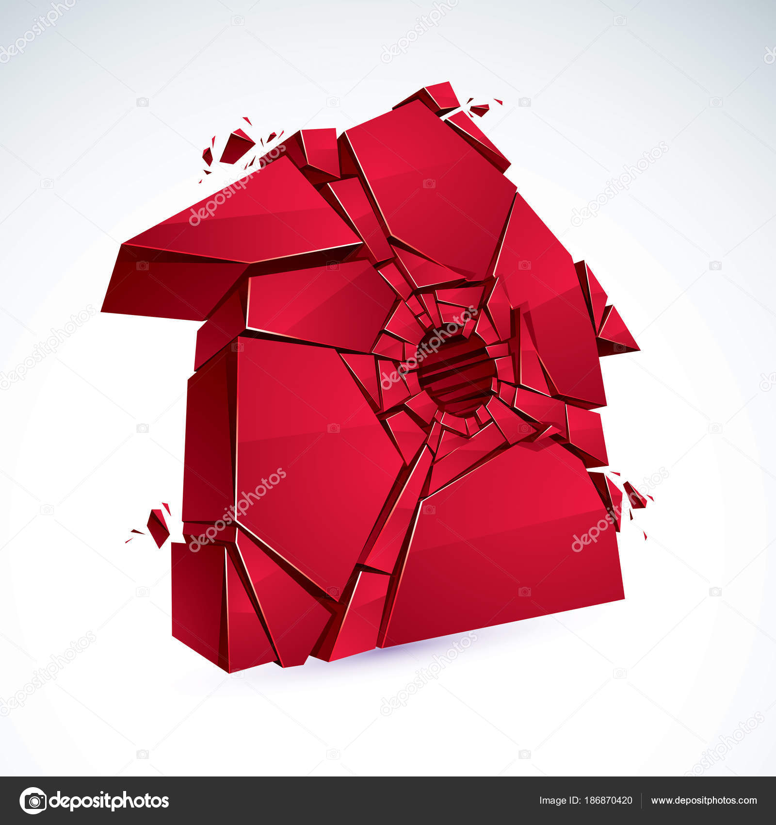 Concepto Hogar Roto Casa Rota Pedazos Vector Realista Ilustración ...