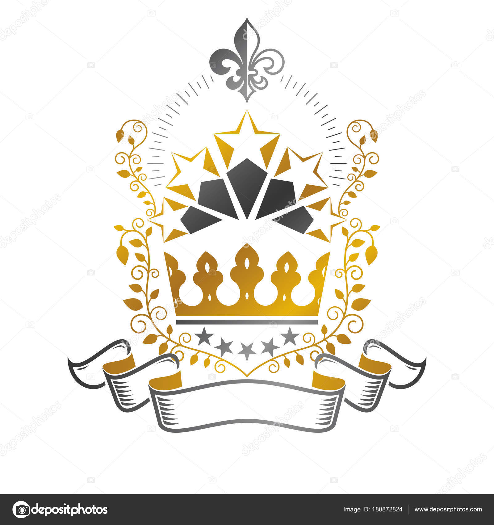Majestic Crown Emblem White Background Stock Vector by ©Ostapius 188872824
