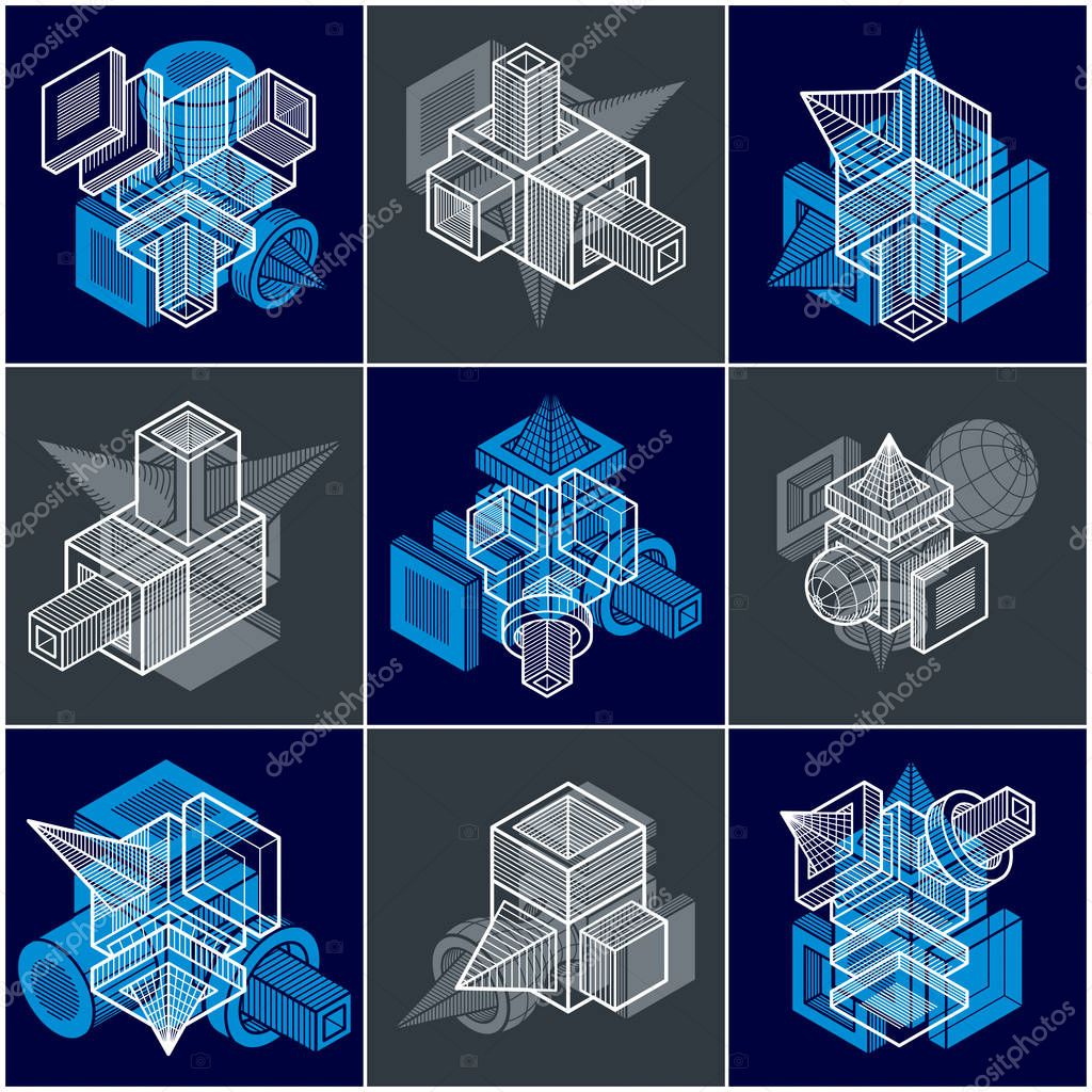 Vectores abstractos, Conjunto de formas geométricas simples 3D. 2024