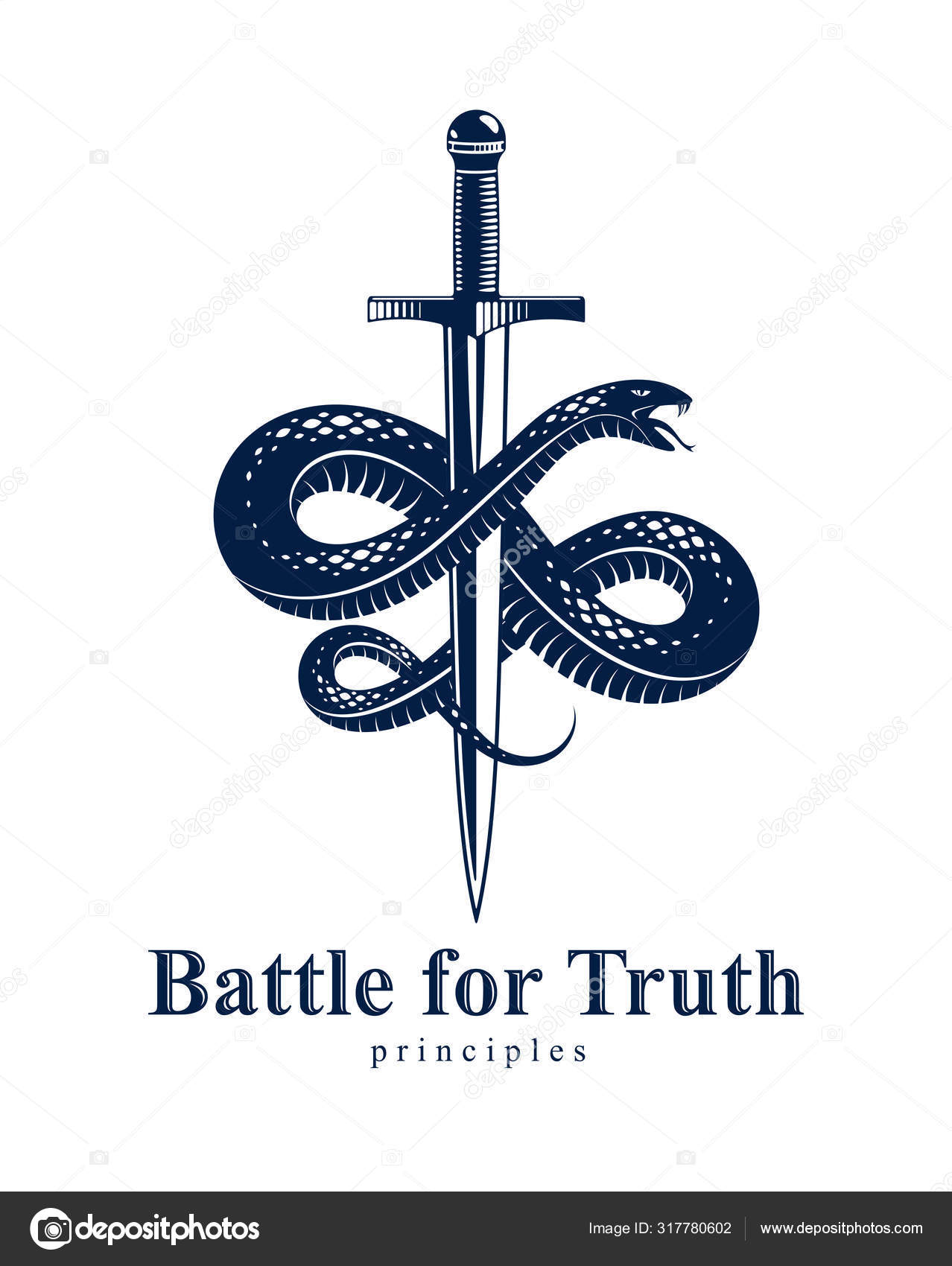 Snake and Dagger, Serpent wraps around a sword vector vintage ta Stock ...