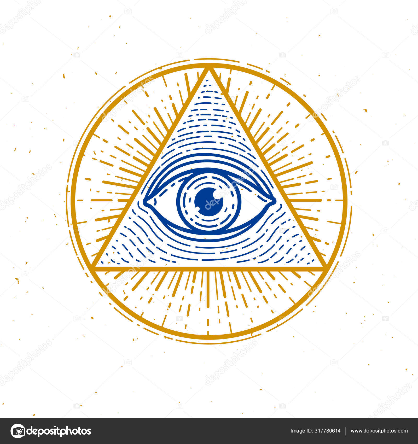 All seeing eye of god in sacred geometry triangle, masonry and i Stock ...